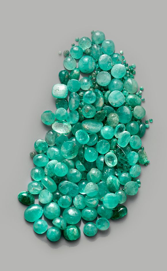 Bonhams : Large Group of Emerald Cabochons