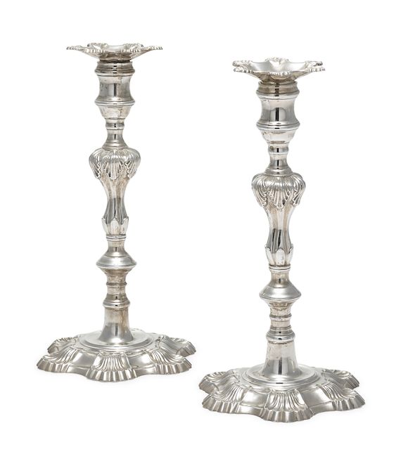 Bonhams : A pair of Elizabeth II cast sterling silver candlesticks by ...
