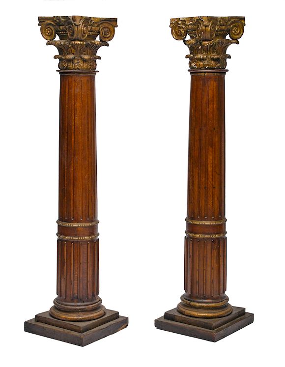 Bonhams : A pair of Neoclassical style parcel gilt carved oak columns ...