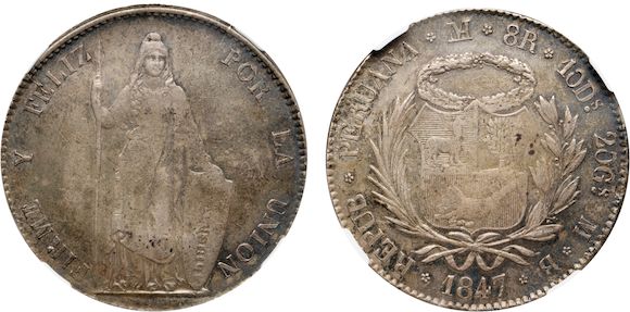 Bonhams : Peru, 8 Reales 1847-Lima MB, XF45 NGC KM-142.1. Obverse ...