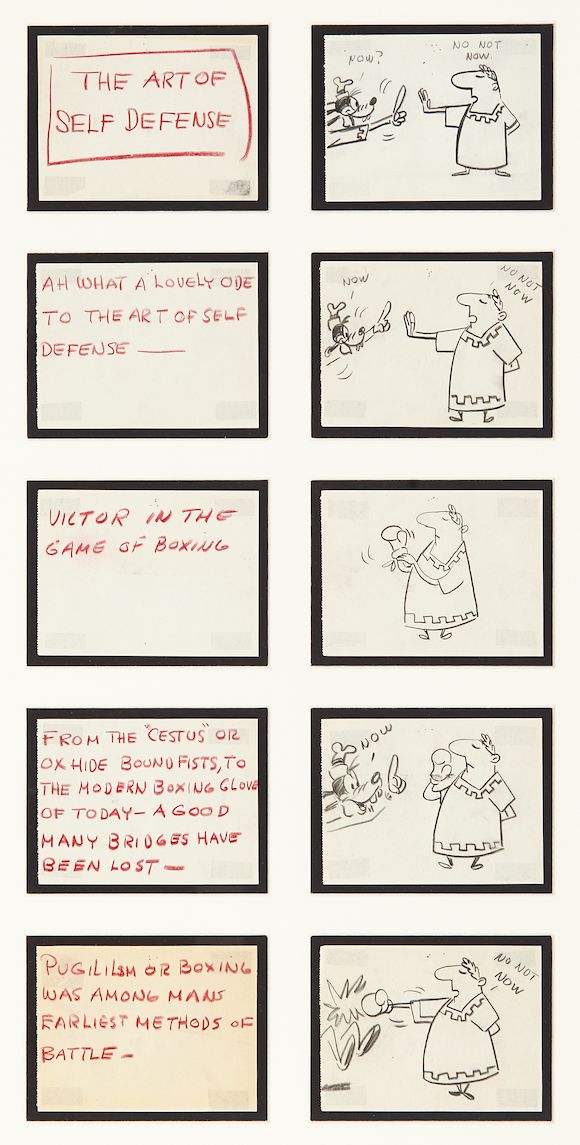 Bonhams : Five storyboard drawings with their matching text from The ...