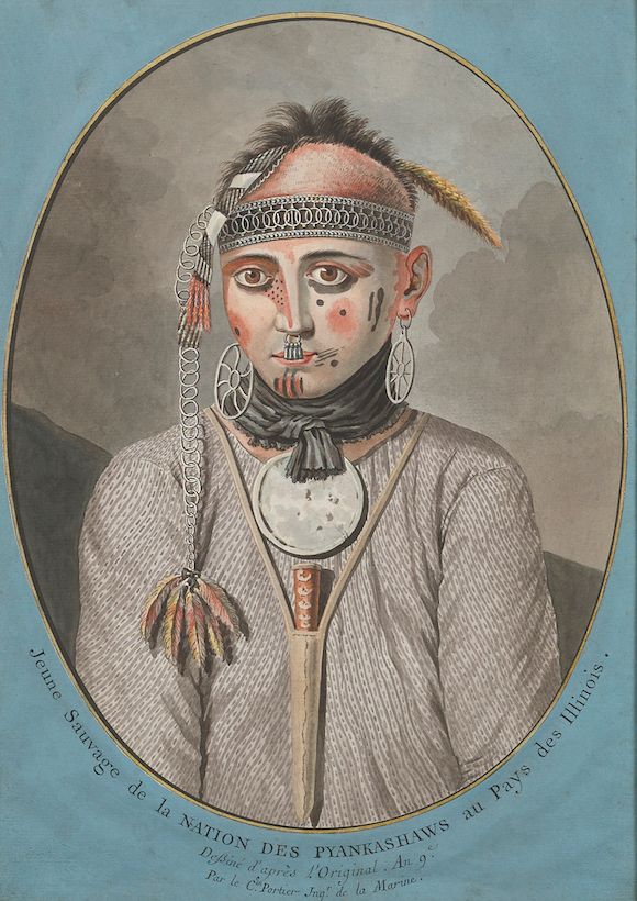 Bonhams : A painting of a young Piankeshaw man