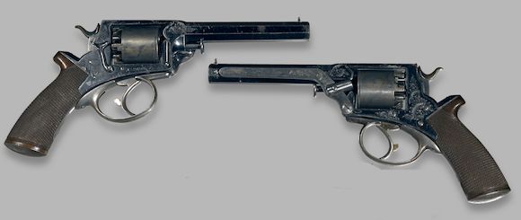 Bonhams : A fine pair of engraved 4th Model Tranter's Patent five-shot ...