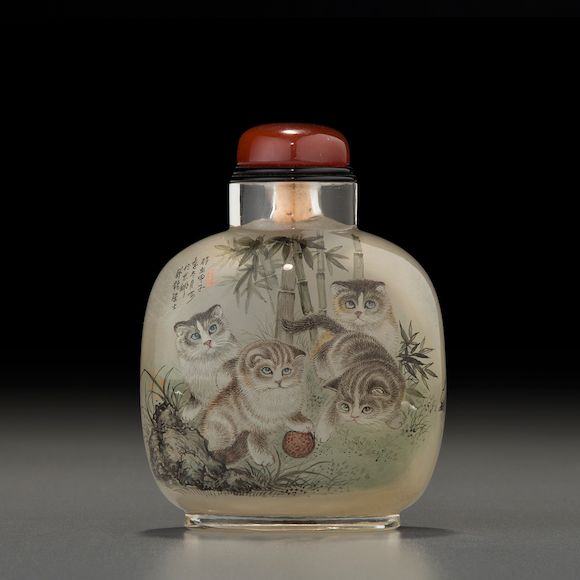 Bonhams : An inside-painted rock crystal cabinet bottle decorated with ...