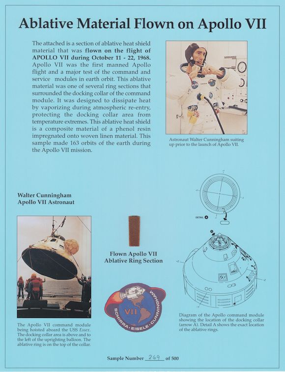 Bonhams : DOCKING COLLAR ABLATIVE MATERIAL FROM THE APOLLO 7 COMMAND ...