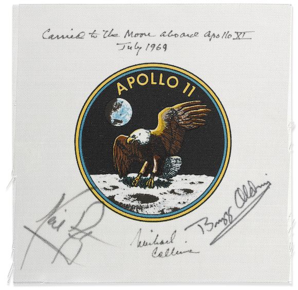 Bonhams : MICHAEL COLLINS' FLOWN CREW-SIGNED APOLLO 11 EMBLEM ONE OF ...