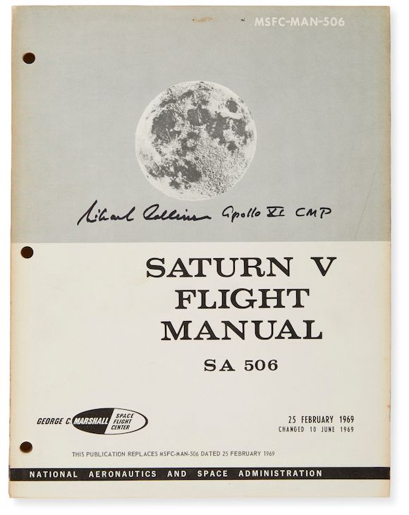 Bonhams : APOLLO 11 SATURN V FLIGHT MANUAL, SIGNED BY COLLINS Saturn V ...