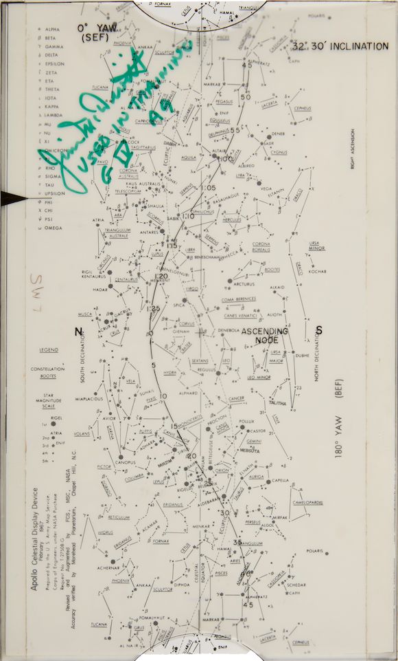 Bonhams : APOLLO 9 & GEMINI IV STAR CHART USED IN TRAINING, SIGNED BY ...