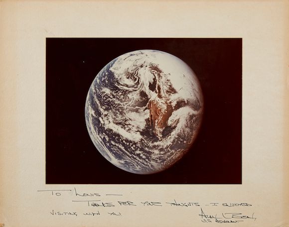 Bonhams : EARTH FROM SPACE, SIGNED BY ALAN BEAN