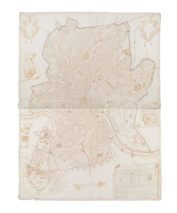 Bonhams : MANUSCRIPT WALL MAP OF ROME. After [FALDA, GIOVANNI BATTISTA ...