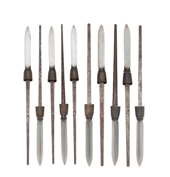 Bonhams : A set of ten yari blades By Kazuhide (Isshu), Edo period ...