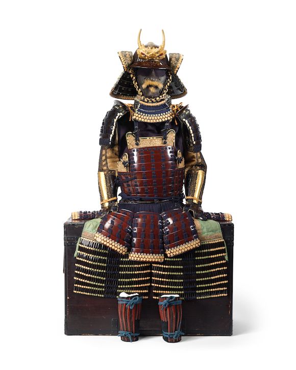 Bonhams : A black-lacquer armor with a Nobuie helmet and important ...