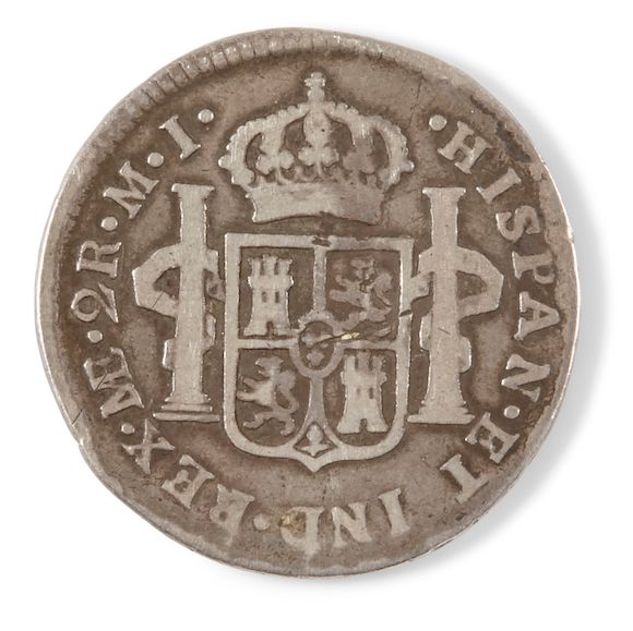 Bonhams : Silver Spanish Coin recovered from H.M.S. Bounty. The Bounty ...
