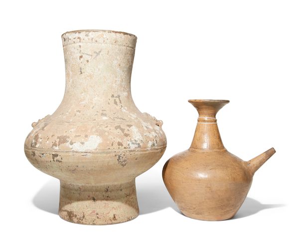 Bonhams : A green glazed pottery funerary jar Han dynasty