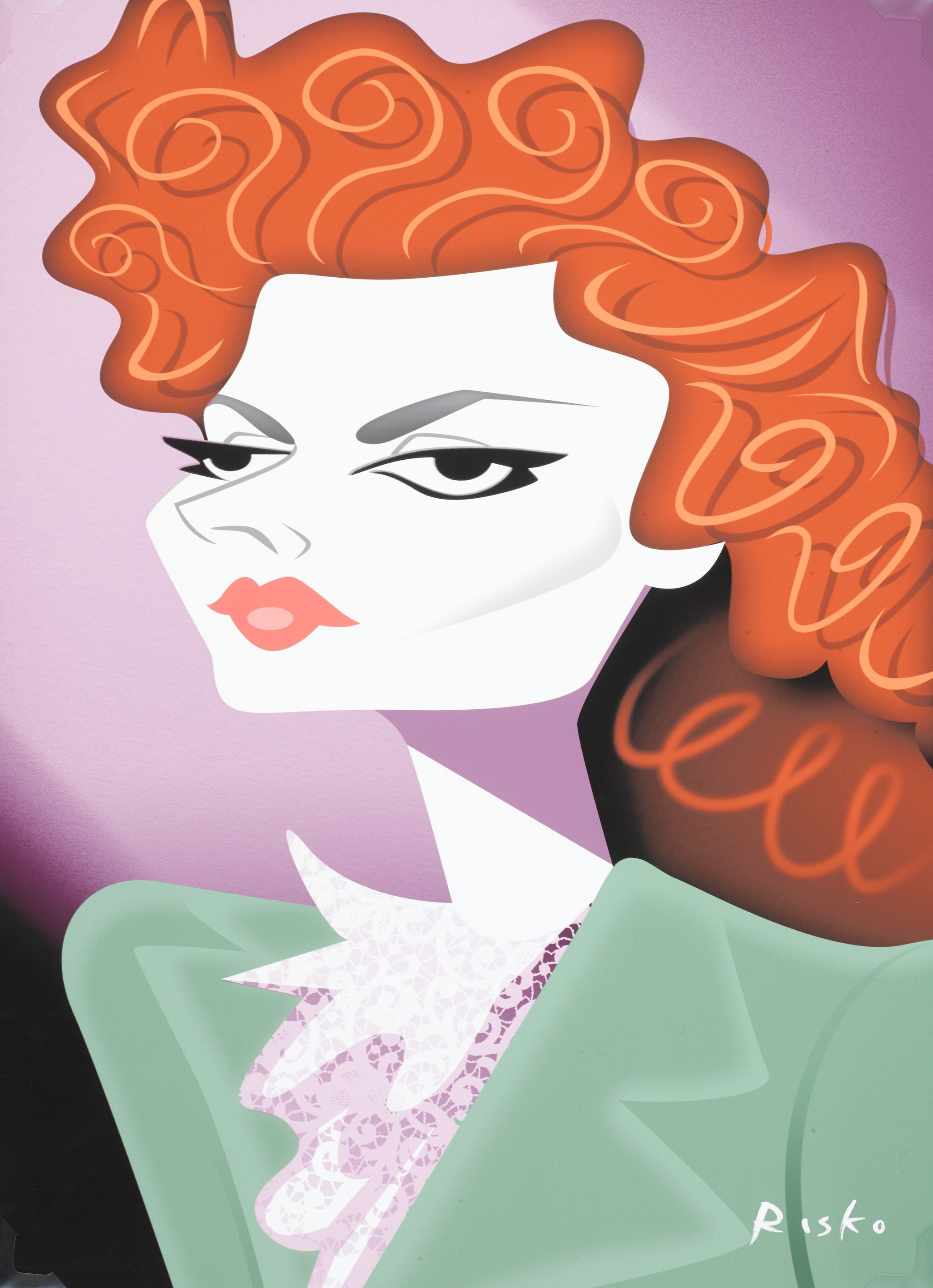 Bonhams : A large Robert Risko caricature of Maureen O'Hara