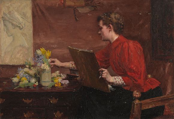 Bonhams : Benjamin West Clinedinst (1859-1931) The Watercolorist 16 1/4 ...