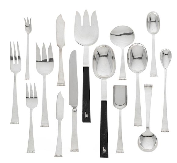 Bonhams : An American sterling silver Modernist part flatware service ...