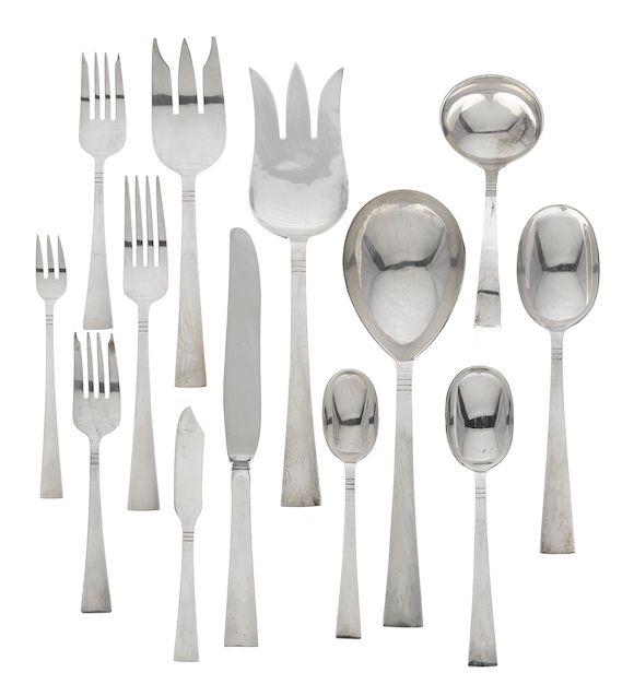 Bonhams : An American sterling silver Modernist flatware service for ...