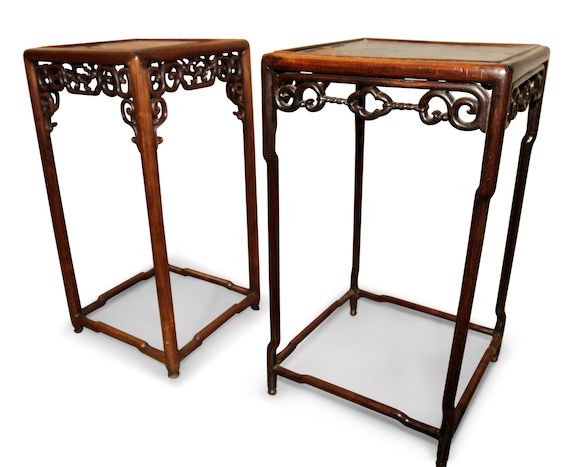 Bonhams : Two square-sectioned mixed wood display tables Late Qing ...