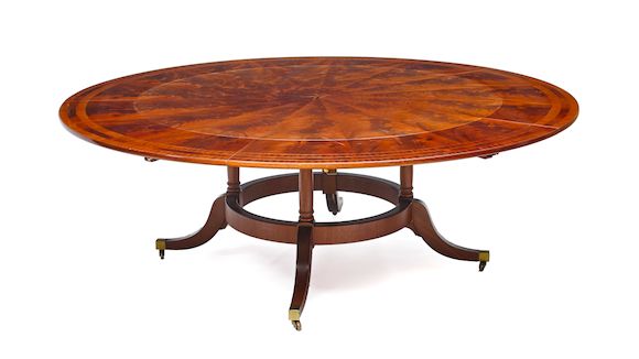 Bonhams : A Regency style inlaid mahogany concentric extension dining ...
