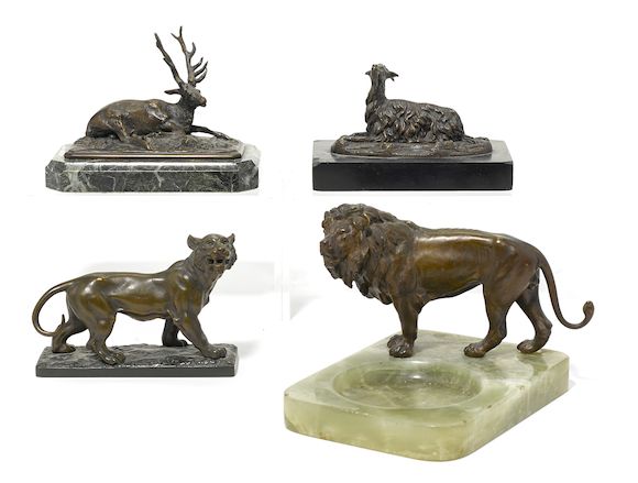 Bonhams : A group of four bronze models of animals late 19th-20th century