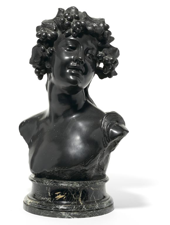 Bonhams : A Continental patinated bronze bust of a Bacchant Joseph ...
