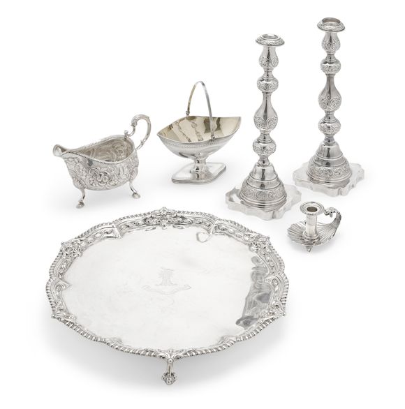 Bonhams : An assembled five-piece group of George II/III sterling ...