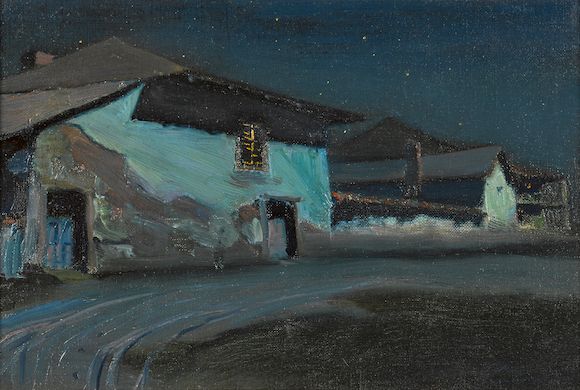 Bonhams : Charles Rollo Peters (1862-1928) Moonlit adobes 16 1/4 x 24in ...