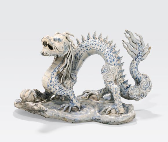 Bonhams : A blue and white ceramic figure of dragon Vietnam, Nguyen dynasty