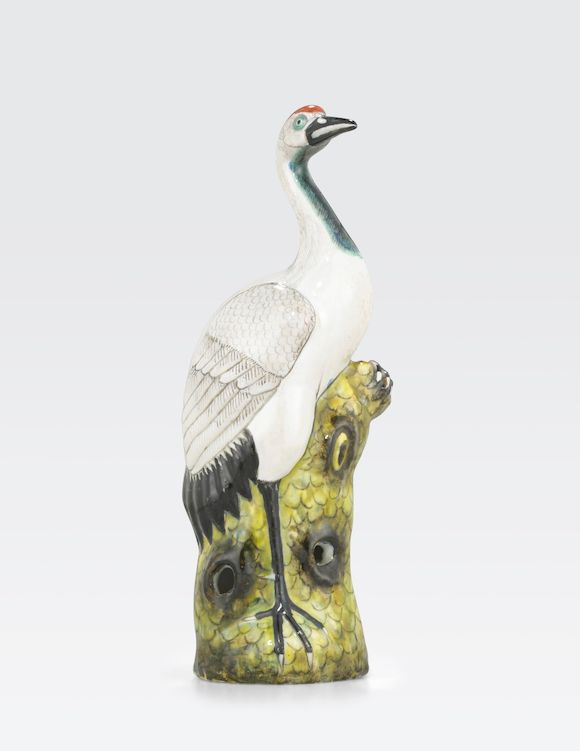Bonhams : A polychrome enameled crane Late Qing/Republic period