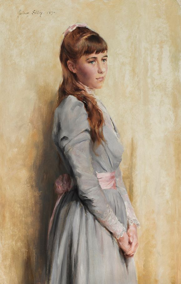 Bonhams : Julian Russel Story (1850-1919) Portrait of a Woman in a ...