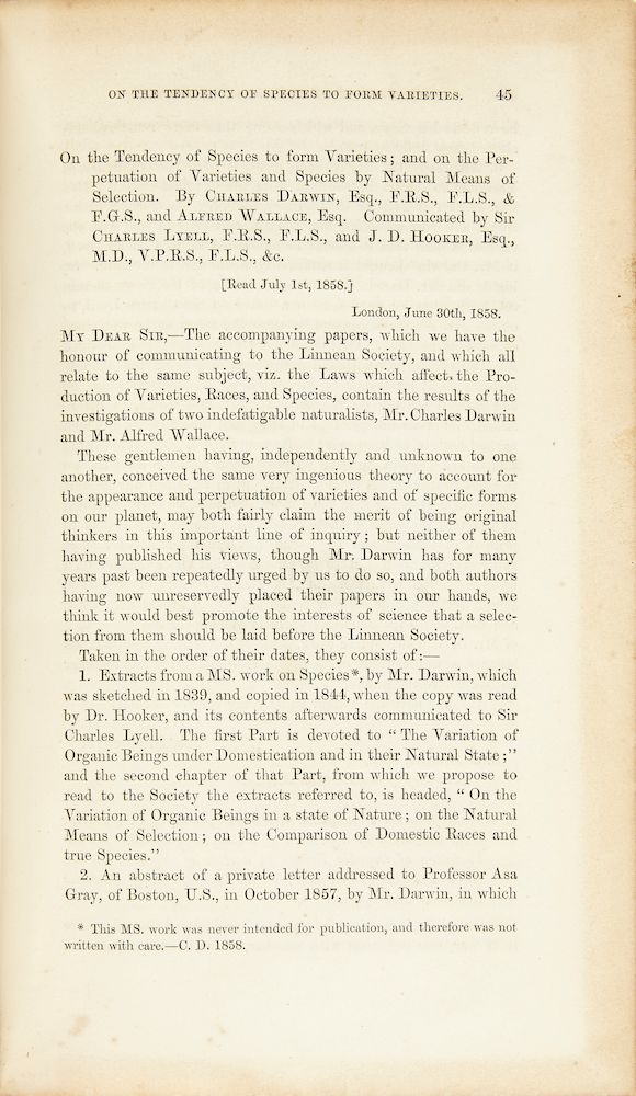 Bonhams : DARWIN, CHARLES, AND ALFRED WALLACE. On the Tendency of ...