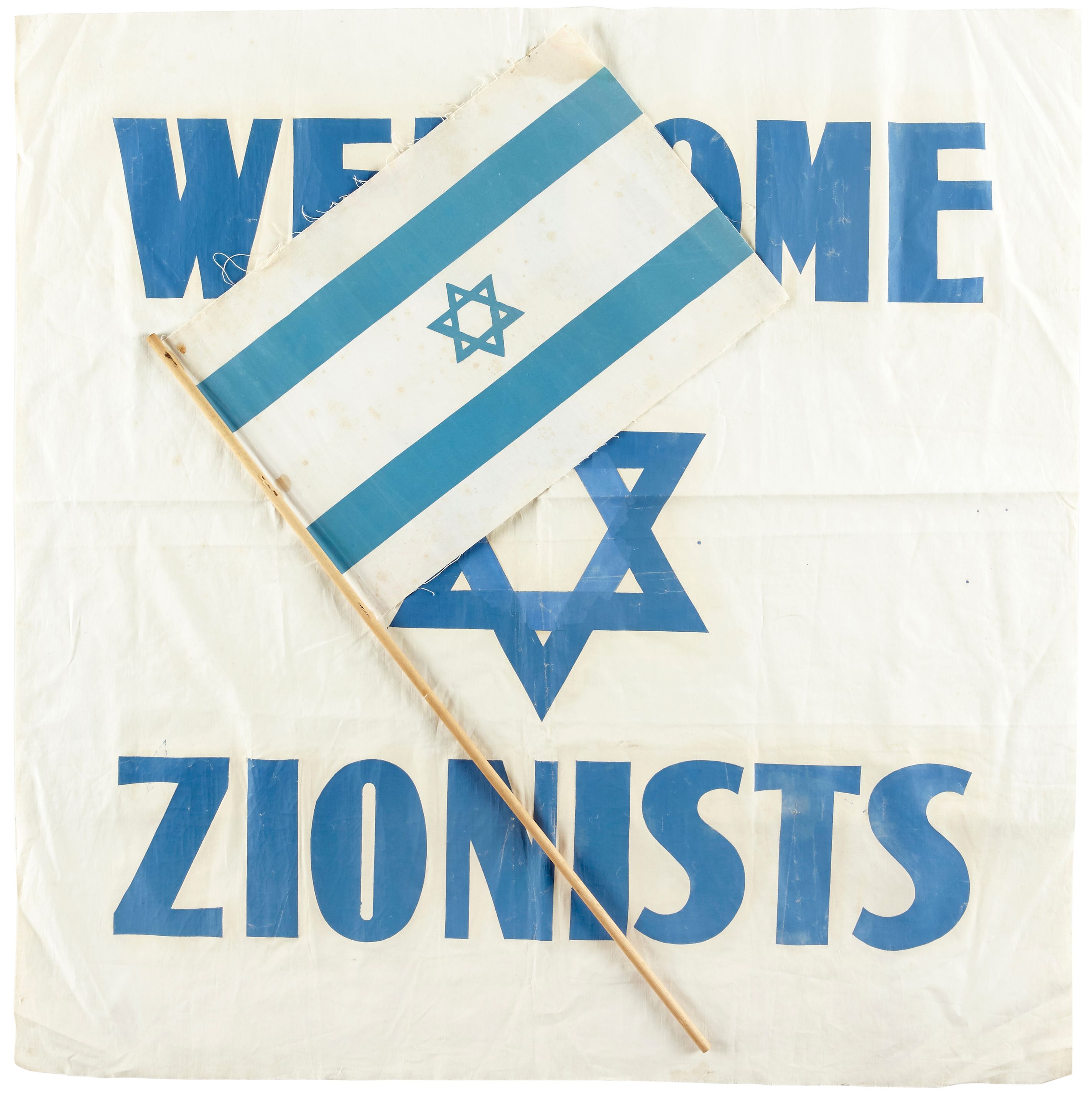 Bonhams : ZIONISM. 1. English-language banner, Welcome Zionists,