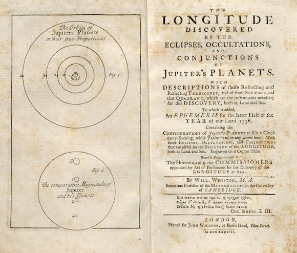 Bonhams Whiston William 1667 1752 The Longitude Discovered By The Eclipses Occultations