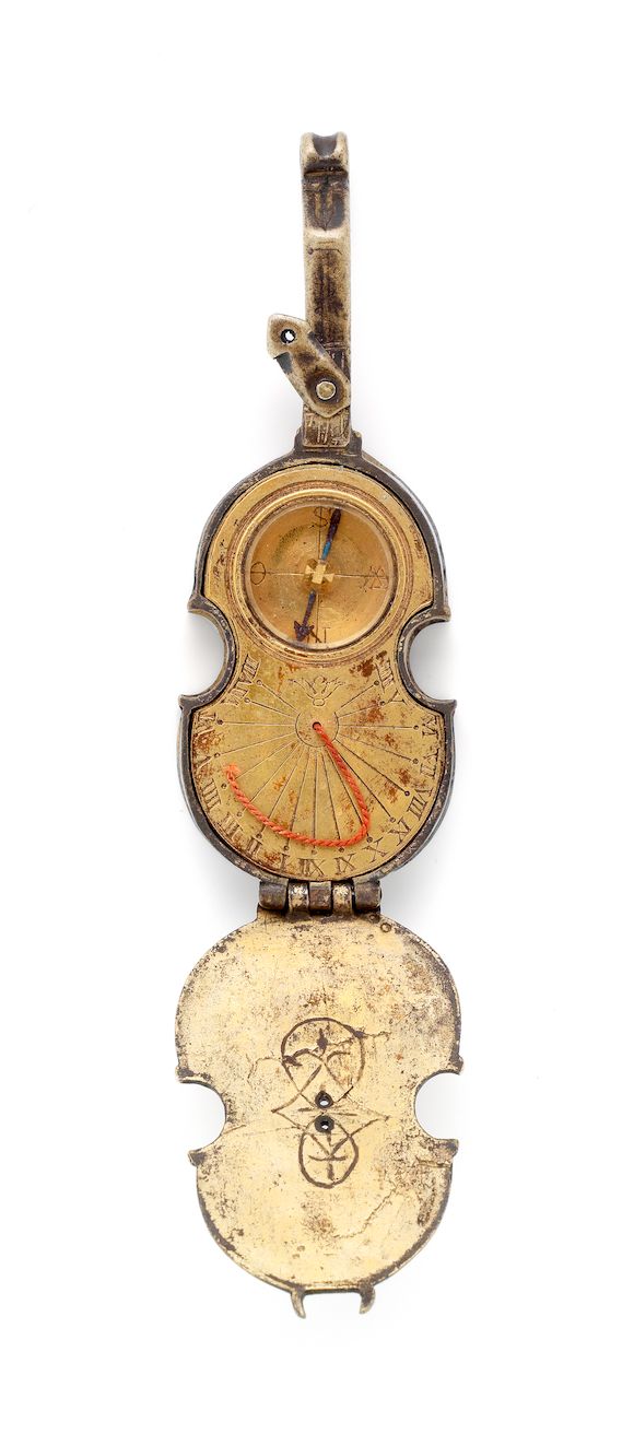 Bonhams : Gilt brass horizontal string-gnomon sun-dial in the form of a ...