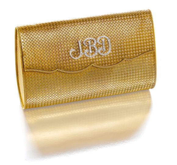 Bonhams : An 18k gold and diamond clutch purse, Louis Tamis