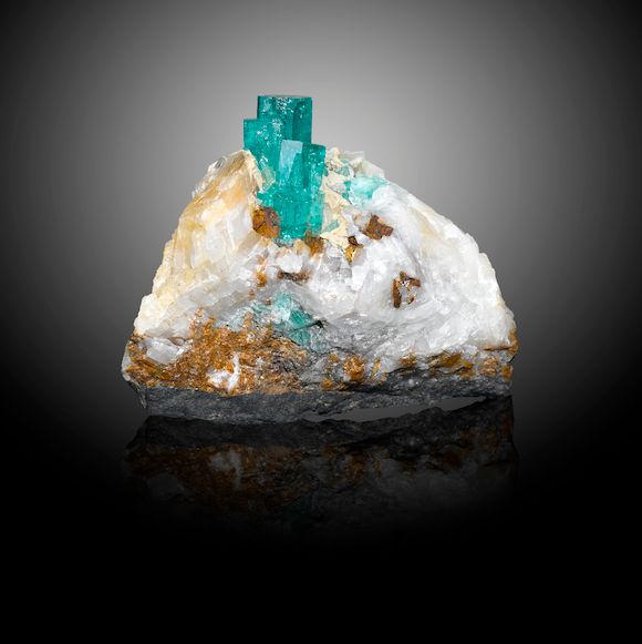 Bonhams : Beryl var. Emerald in Matrix