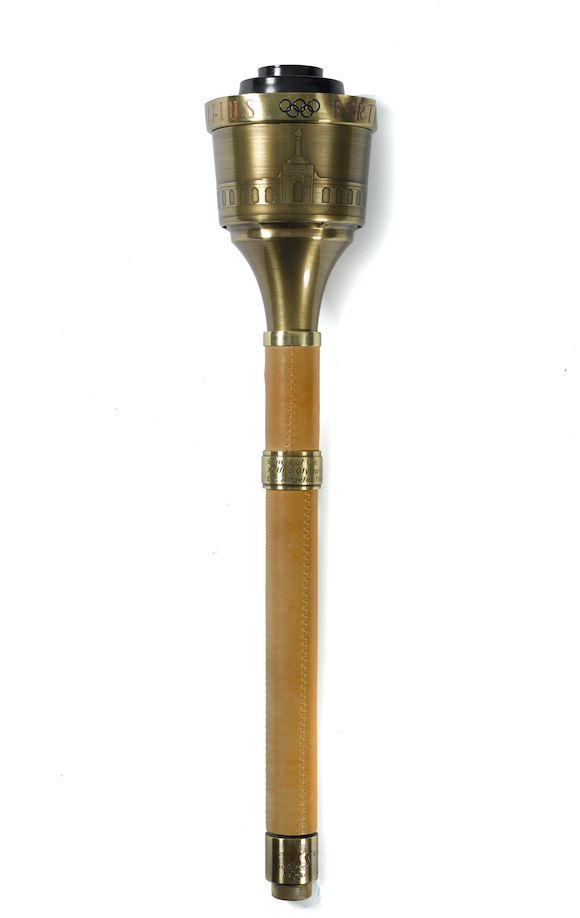 Bonhams : OLYMPIC TORCH, 1984. A 22 in brass torch with internal burner ...