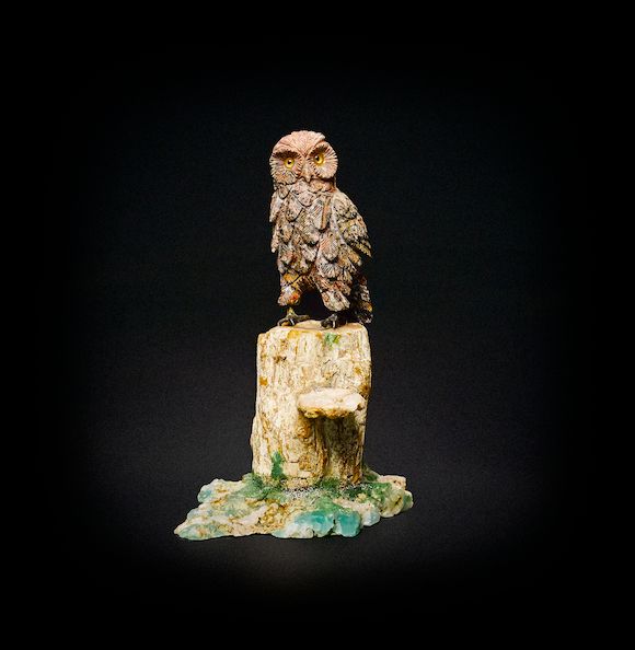 Bonhams : Jasper Carving of an Owl