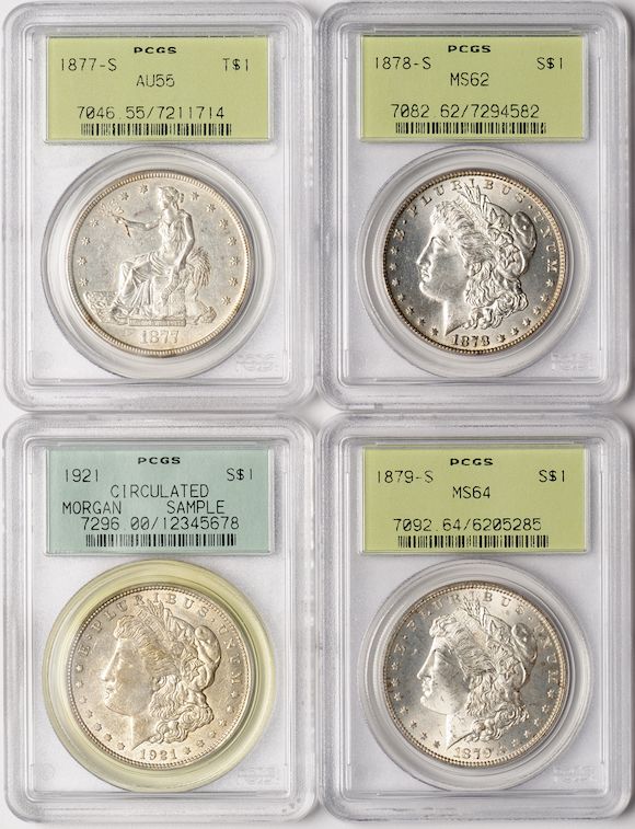 Bonhams : PCGS Trade Dollar and Morgan Dollars (4)