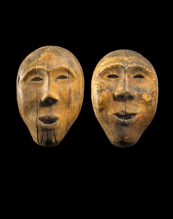 Bonhams : An Eskimo Janus-face wood float