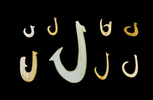 Bonhams : Eight Fish Hooks, Hawaiian Islands