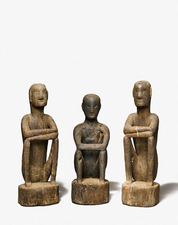 Bonhams : Three Large Ifugao Protective Spirit Figures, Philippines