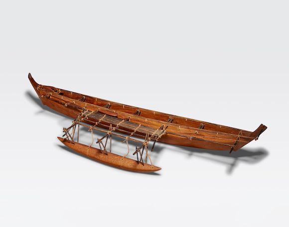 Bonhams : Model Outrigger Canoe, Micronesia