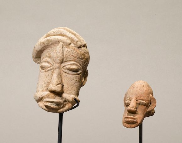 Bonhams : Two Djenne Head Fragments, Inland Niger Delta, Mali