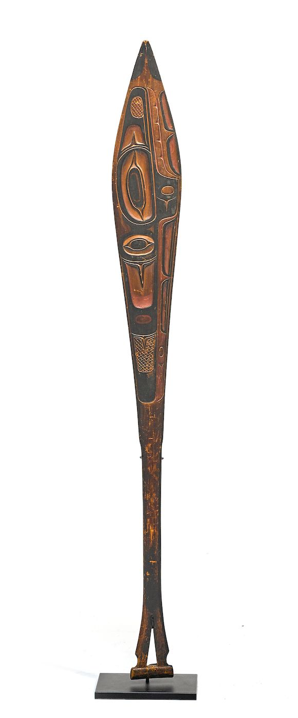 Bonhams : A painted and carved Northwest Coast paddle