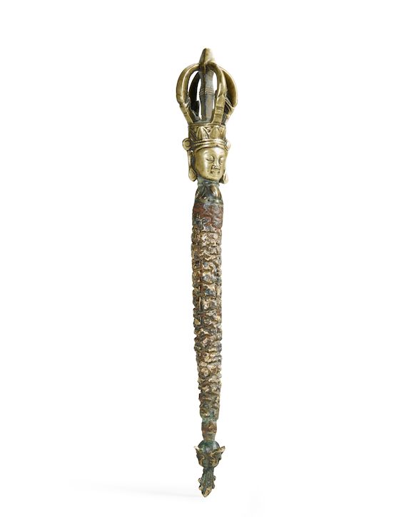 Bonhams : A brass alloy and meteoric iron ritual mace Tibet, 15th ...
