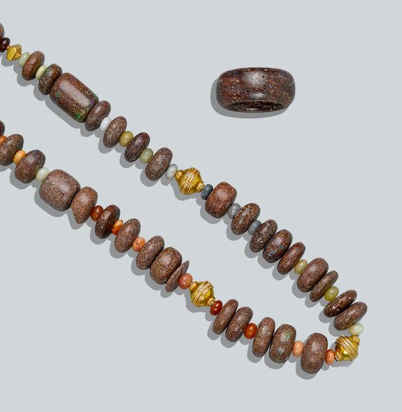 Bonhams : Unusual Matrix Opal, Opal and High-karat Gold Necklace and ...