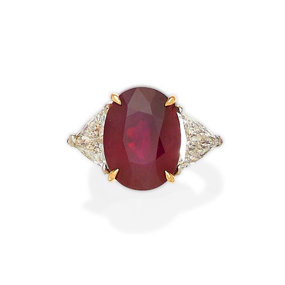 Bonhams : A composite ruby, diamond, platinum and 18k gold ring