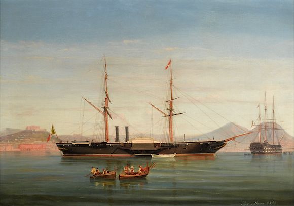 Bonhams : Tommaso de Simone (Italian, 1805-1888) An Italian Corvette in ...